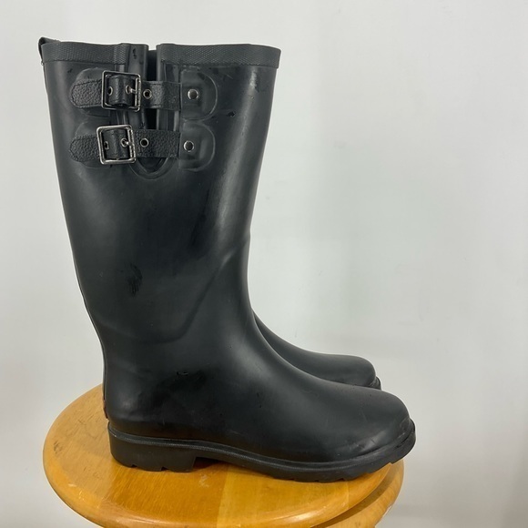 chooka | Shoes | Chooka Solid Satin Black Double Buckle Rubber Rain ...